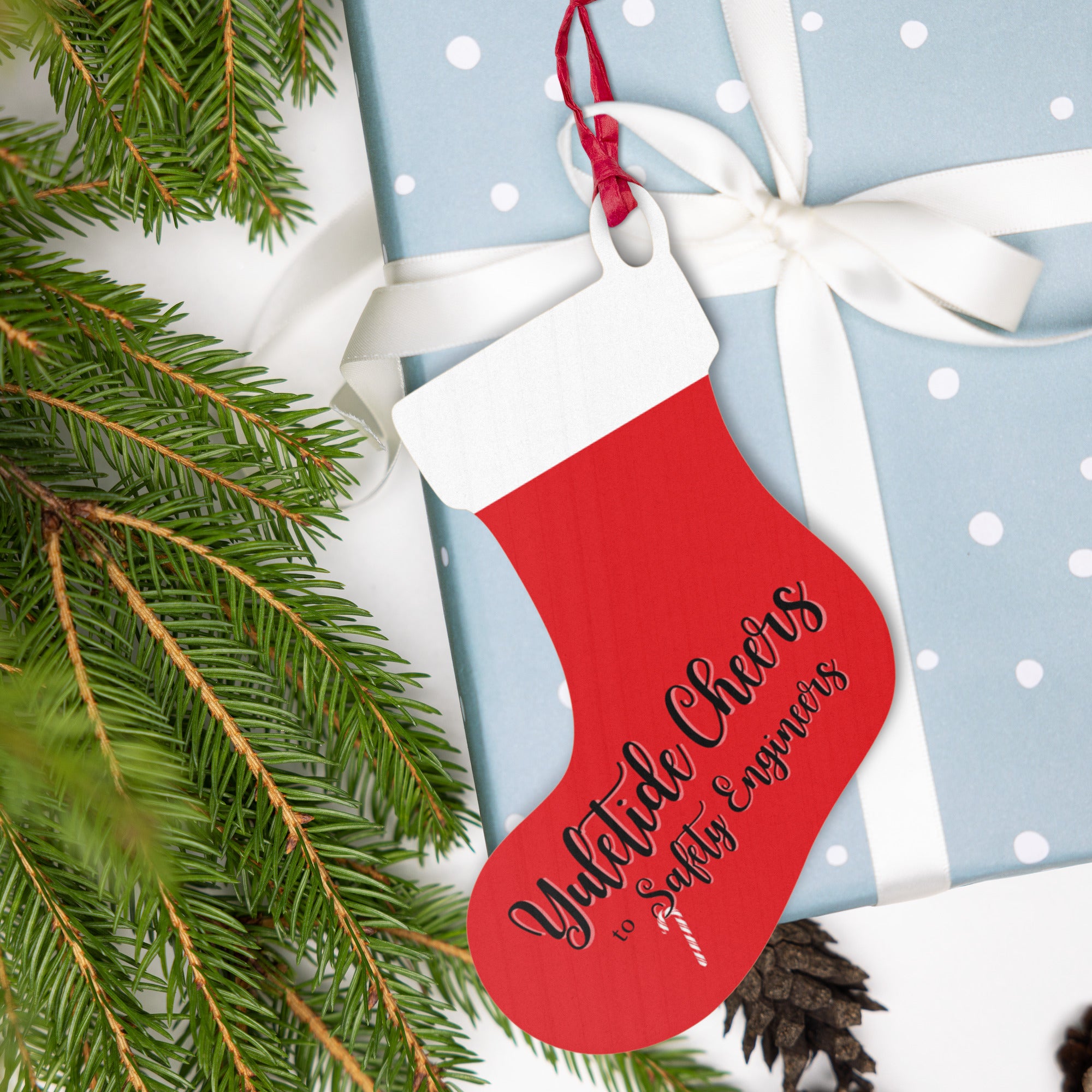 Yuletide Cheers - Wooden Stocking Holiday Ornament – Inspire Safety
